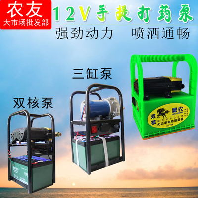 12V调速电动喷雾器双电机连体打药机农用园林水泵高压喷药机