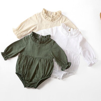 Fashion Baby Girls Romper Cotton Long Sleeve Ruffles Baby Ro