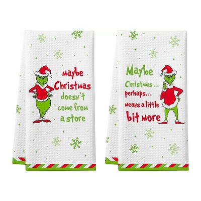 Christmas Green Grinch Towel Kitchen Suction Towel Face Towe