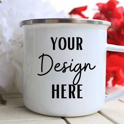 Custom Inage Enamel Coffee Mugs Family Photos Design Mug Cre