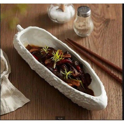 Bitter Gourd Shaped Ceramic Plate Serving Plate Dinner
