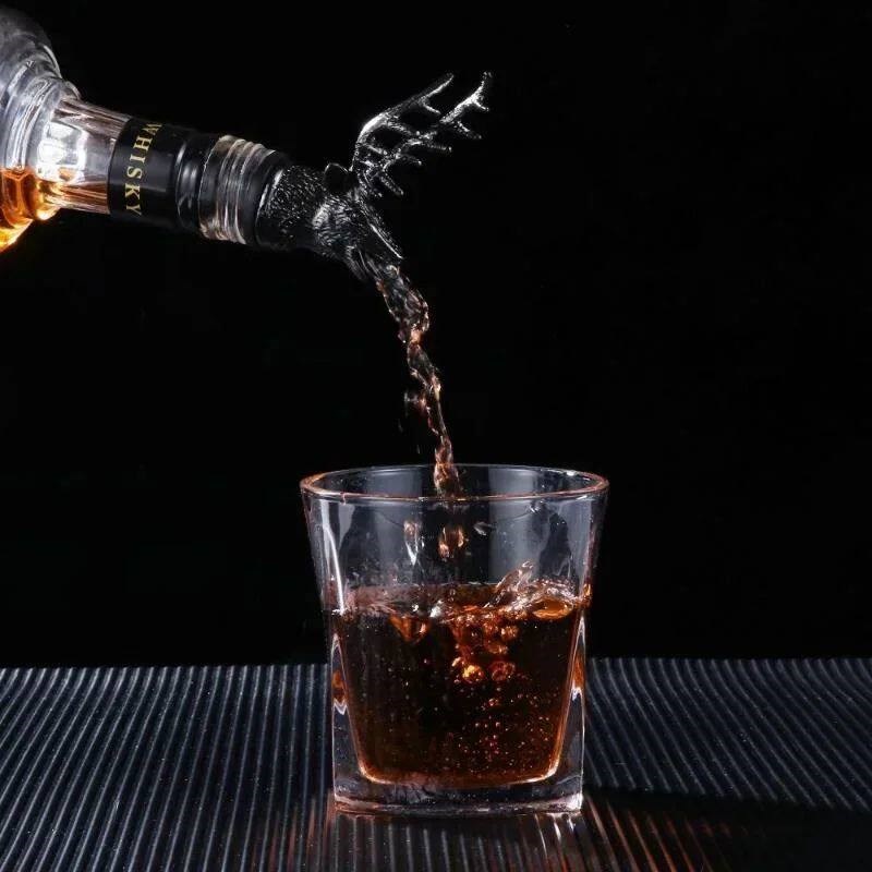 Zinc Alloy Deer Head Wine Pourer Unique Stag Wine Bottle Sto