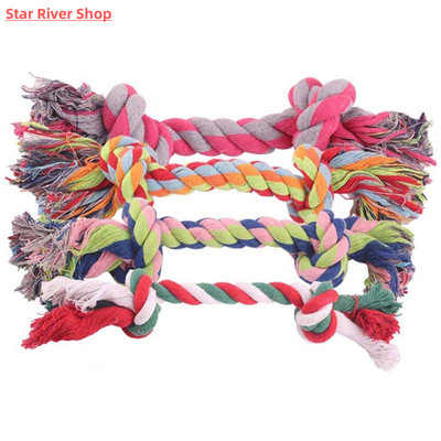 Pet Dog Puppy Double Knot Chew Rope Knot Toys Clean Teeth Du