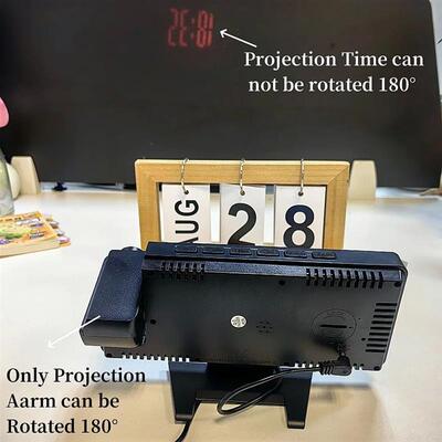 180 Arm Projection Digital Alarm Clock Temperature Humidit