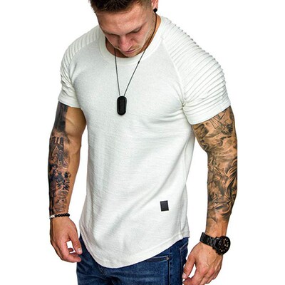 Fall Round Neck Slimfit Wrinkle Casual Short Sleeve Youth Fa