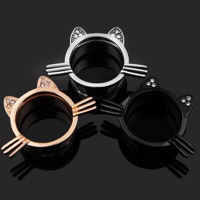 1Pair New Cat Head 316L Steel Ear Plug Saddle Flesh Tunnel E