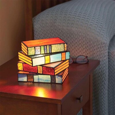 Stained Stacked Books Lamp 彩色塑料叠书灯 圣诞礼物 家居装饰