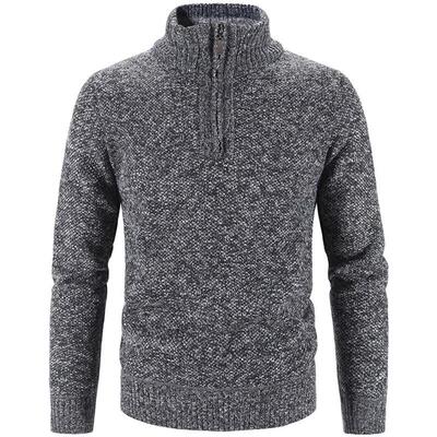 Winter Mens Fleece Thicker Sweater Half Zipper Turtleneck W