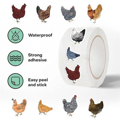 500PCS Chiken Hen Animals Roll ers for Water Bottles Laptop