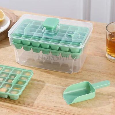 Press Type Ice Cube Mould with Shovel DIY Square Mold Tray R