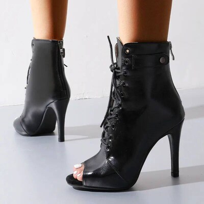 Women Thin HIgh Heels  Peep Toe Boots Stilettos Jazz Dance W