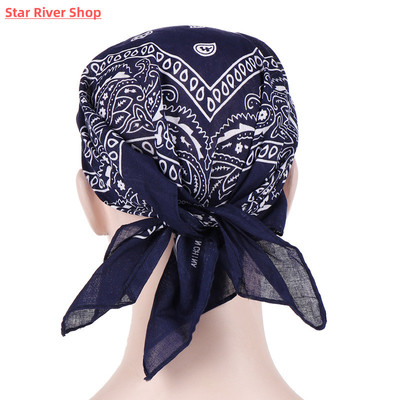Women Cotton Head Scarf Visor Hat With Wide Brim Sunhat Summ