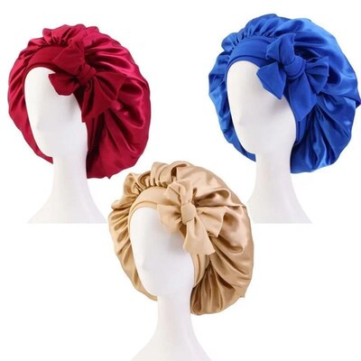 Turban Bonnet Sleeping Cap Headwear Satin With Headband Silk