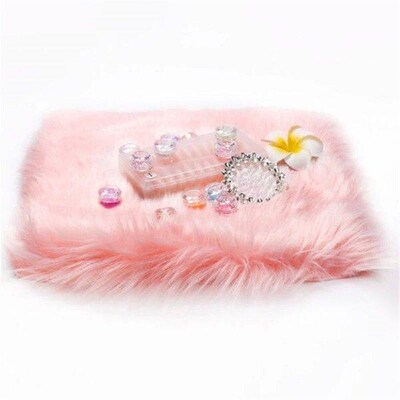 Soft Fur Hand Rest Nail Art Table Mat Heart Round Square