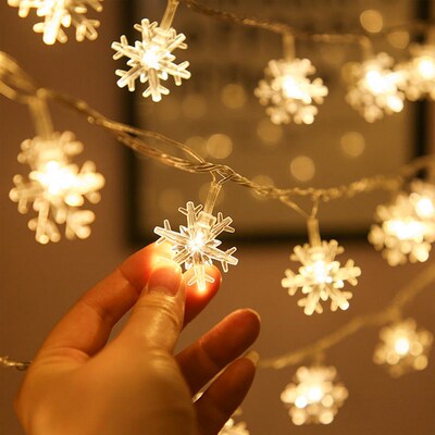 10/20/40 Lights Snowflake LED String Fairy Lights Festoon Le