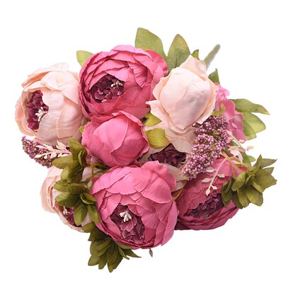 1Bunch European Artificial Peony Flowers Silk Fake Flowers W