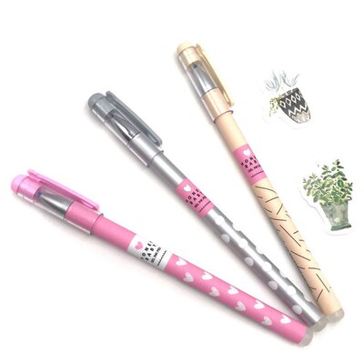 3 Pcs/Set Heart Dots Erasable Pen Blue / Black Ink Cute Ball