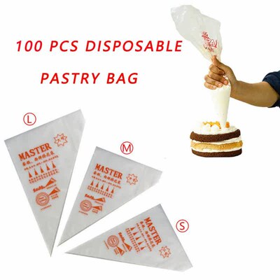 100 PCS Disposable Pastry Bag Piping Bag S/M/L Bags For Conf