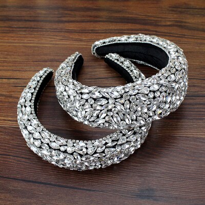 Sparkly Full Clear Crystal Gem Headbands Padded Diamante Rhi