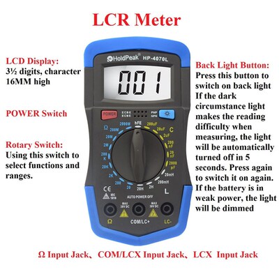 HoldPeak Digital Capacitance Meter ( LCR Meter ) Diagnostic-