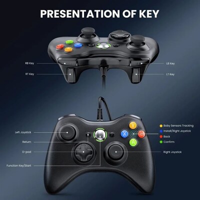 Xbox 360 Wired Controller USB Remote Gamepad PC Gaming Contr