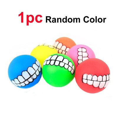 Dog Chewing Rubber Ball  Squeaky Cleaning Tooth Dog Chew Toy