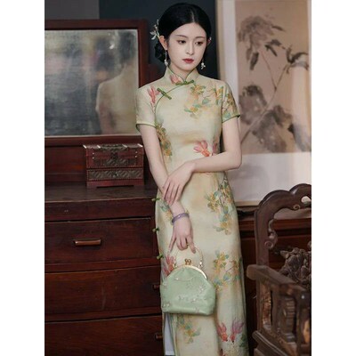 Yourqipao Chinese Ink Printing Women Cheongsam 2023 Autumn R