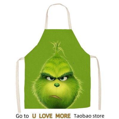 cartoon christmas green hair weird grinch apron womens apro