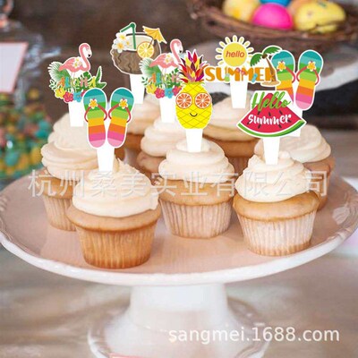 12-piece cake plug sign summer Hawaiian party decoration plu