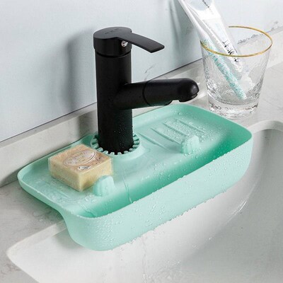 Kitchen Silicone Faucet Mat Sink Sponge Storage Shelf Splash