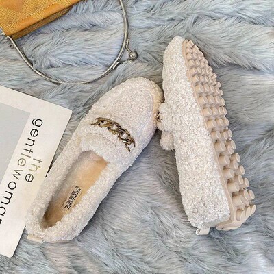 2023 new winter womens flat shoes plush warm snow boots Fas