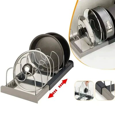 Expandable Pot and Pan Organizer Rack for Cabinet, Pan and P