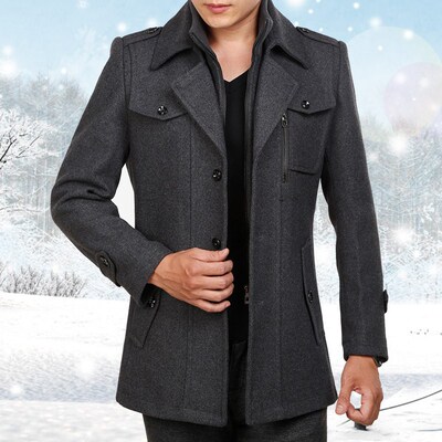 2025 Mens Woolen at Long Korean Middle-aged And Elderly Men