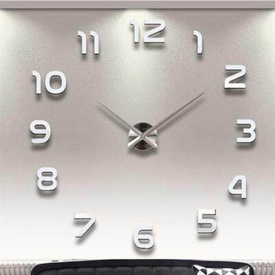 Large 3D DIY Wall Clock Modern Design Silent Big Digital Ac