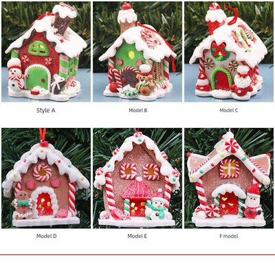 Christmas pendant polymer clay LED light Christmas house圣诞