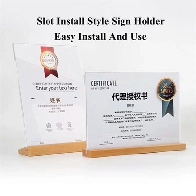 A6 Tabdle Tent Wood Acrylic Menu Paper Sign Holder Stand Pri