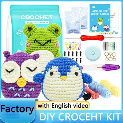 3 Animals Set Easy Crochet Kit for Beginners Animals with al
