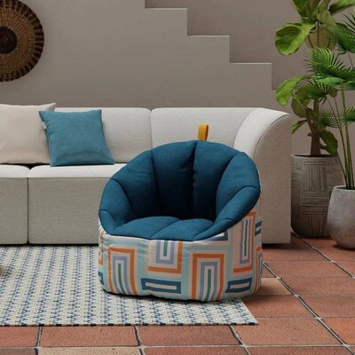Outdoor Weatherproof Bean Bag Chair, Lakeshore/Aqua Glass Bl