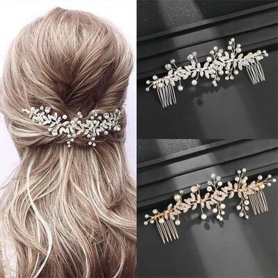 rend Hair Comb Bridal Tiaras Rhinestone Pearl Alloy Hairband