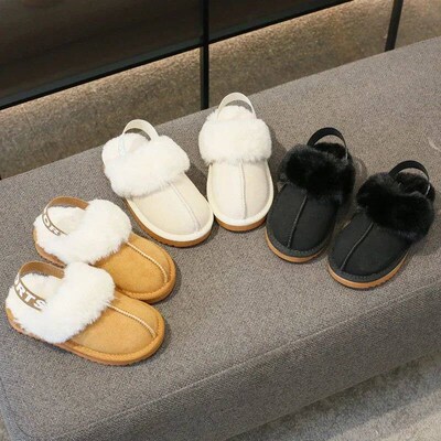 Children Toes Wrapped Plush Slippers Kids Classic Slippers W