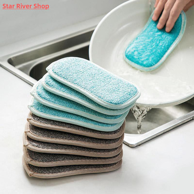 Double Sided Sponge Kitchen Cleaning Towel Kitchenware Brush