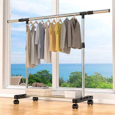 Tainless Steel Floor Drying Rack Double Pole Lifting Clothes