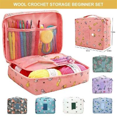 1PC Portable Needlework Storage Bag Mesh Divider Pouch Yarn