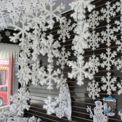 30Pcs/Bag Holiday White Snowflake Snow Flakes Ornaments Chri