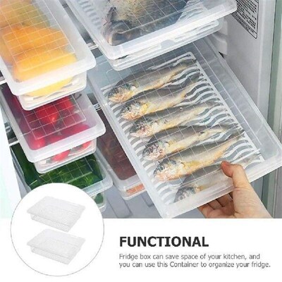 2Pcs Food Storage Containers Airtight Crisper Boxes Drain