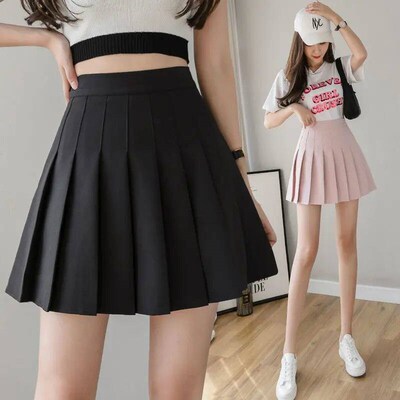 Skirt Women 2024 Summer Japanee School Pleated Skirt High Wa