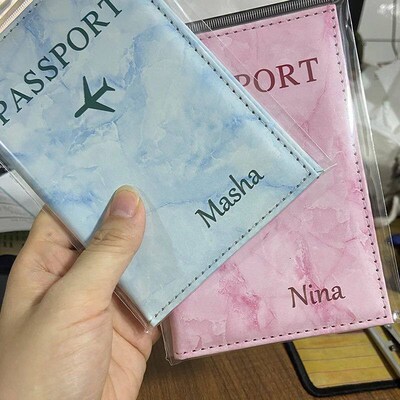 Laer Engraving Cutomize Name Paport Holder Travel Wallet Mar
