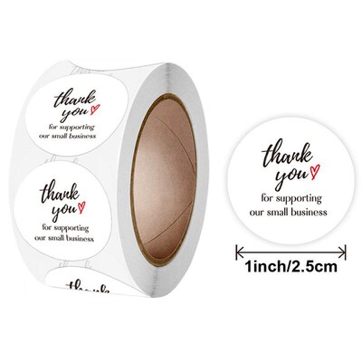 500PCSRoll Thank You Stickers Appreciate Your Support Packag