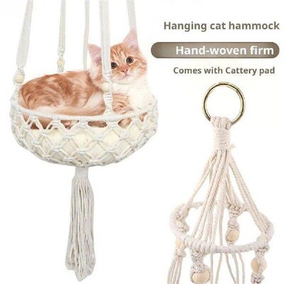 Cat Hammock with Tassel-style Braided Rope Braided Rope Cat