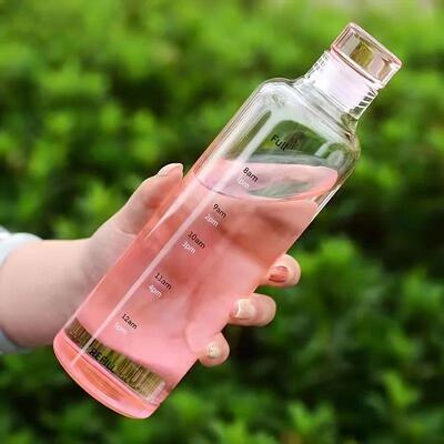 Leak proof BPA free water bottle with time marker - lightwei